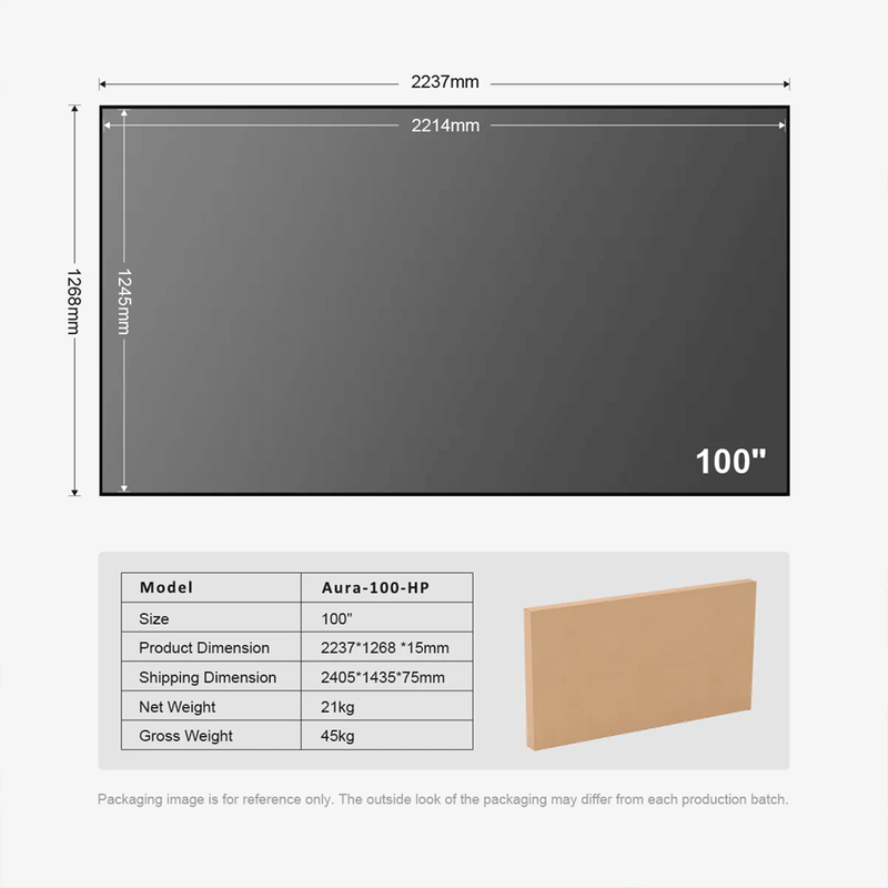 FSCREEN Aura Series Fresnel ALR Hard Panel Projection Screen-100 Inch ...