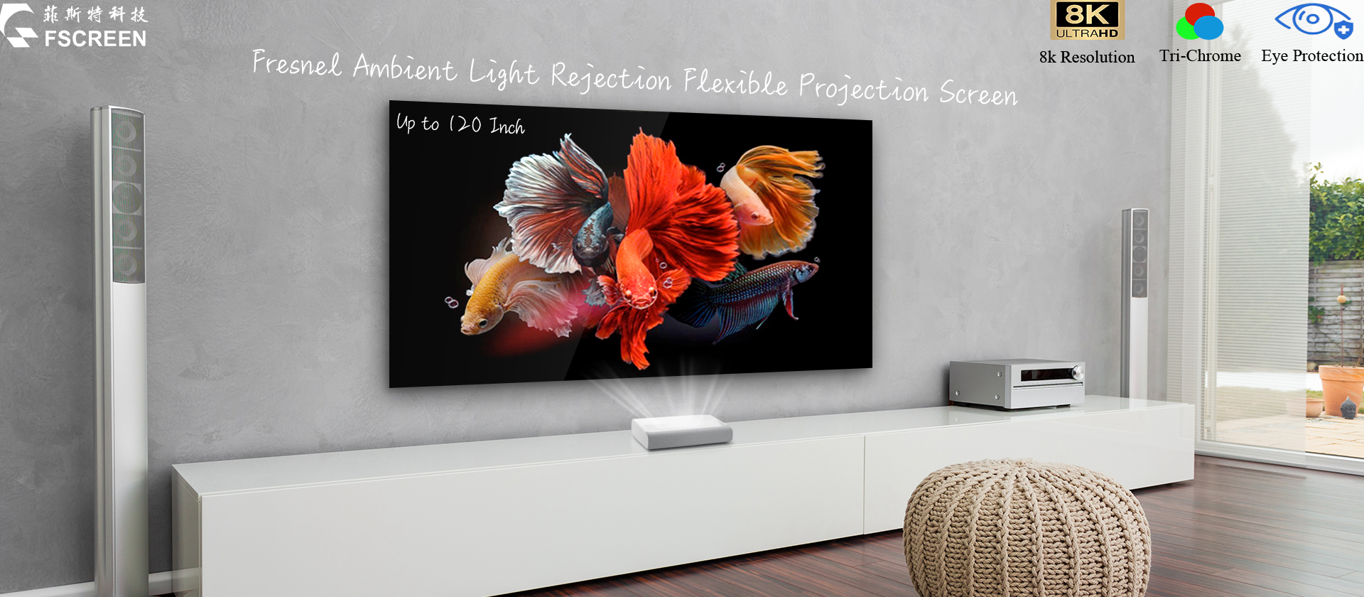 Fscreen Fresnel ALR Projection Screen for Laser TV, Fresnel Lens